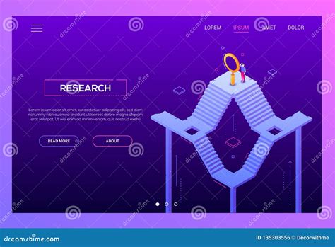 business research modern isometric vector website header stock vector