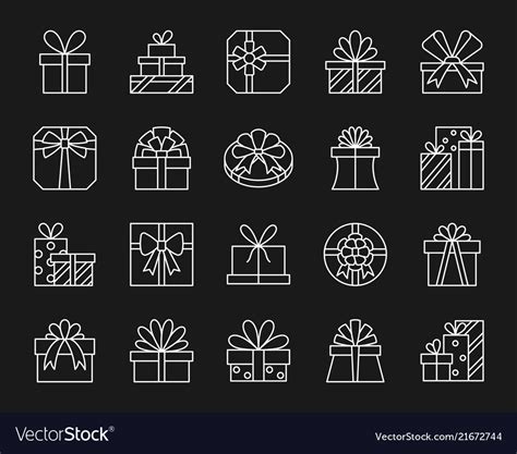 T Simple White Line Icons Set Royalty Free Vector Image