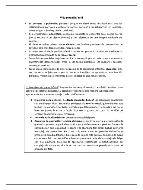 Repaso Sex Infantil 2do Parcial Pdf Complejo De Edipo Sicología