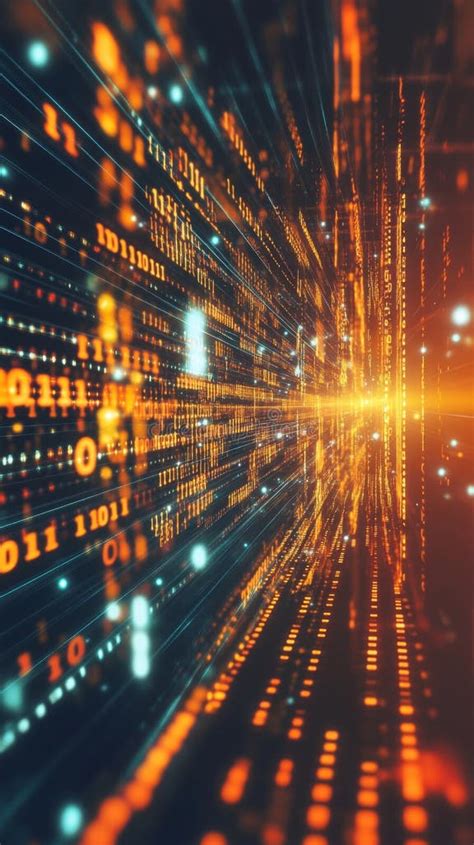 Dynamic Digital Data Flow And Binary Code Visuals Representing Modern Technology Stock