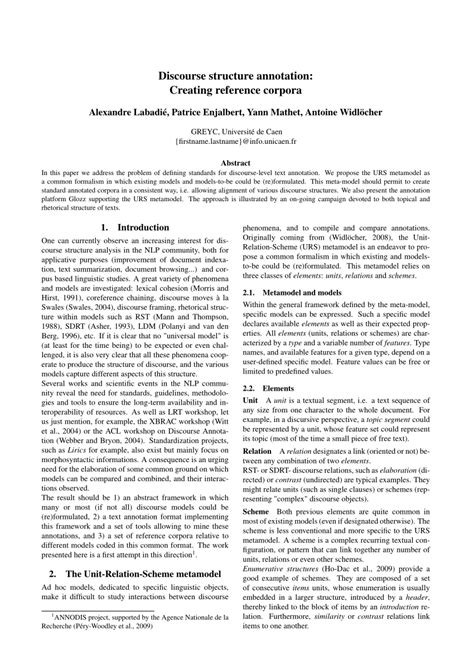 Pdf Discourse Structure Annotation Creating Reference Corpora
