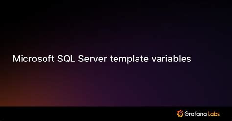 Microsoft Sql Server Template Variables Grafana Documentation