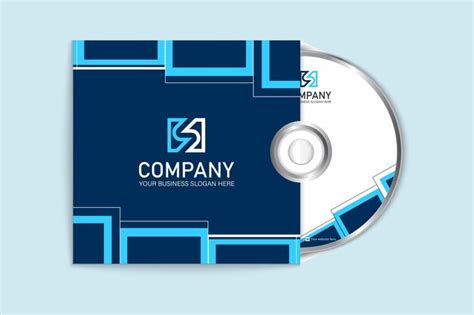 블루 미니멀 비즈니스 Cd 커버 및 라벨 디자인 프리미엄 벡터