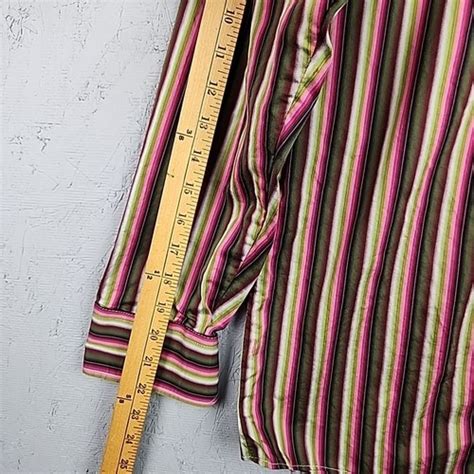 Etro Milano Shirt Mens 40 Neon Stripe Italy Long Sleeve Business Preppy