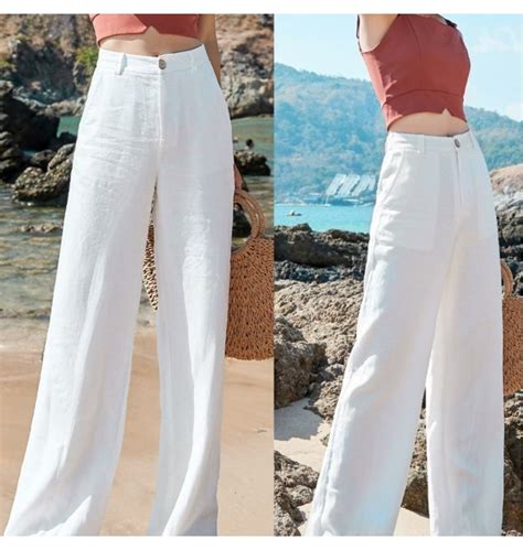 여성 여름 린넨 화이트 흰색와이드팬츠 키작녀 통바지 흰바지 하이웨스트 바스락 티몬
