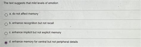 Solved The Text Suggests That Mild Levels Of Emotiona ﻿do