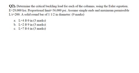 Solved Q2 Determine The Critical Buckling Load For Each Of