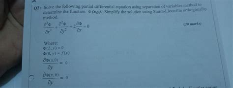 Solved Solve The Following Partial Differential Equation Chegg