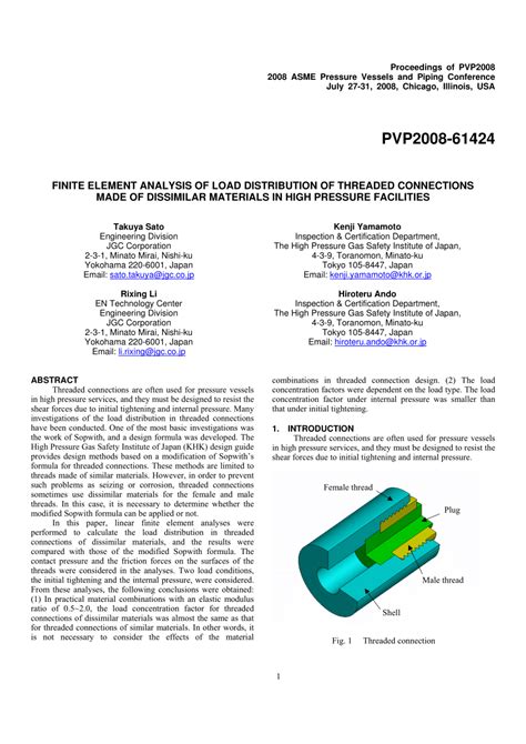 Pdf Finite Element Analysis Of Load Distribution Of Threaded