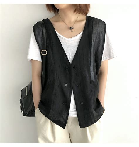 더클라워 인기신상 여성 여름 얇은 린넨 베스트 통기성 면마 조끼 티몬