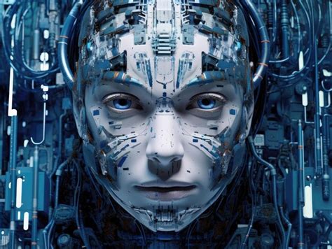 Premium Ai Image A Female Artificial Intelligence Android Head With A Circuit Board On The