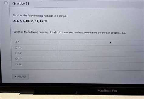 solved consider the following nine numbers in a sample