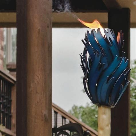 Desert Steel Large Blue Agave Torch 451 030hd The Home Depot Blue