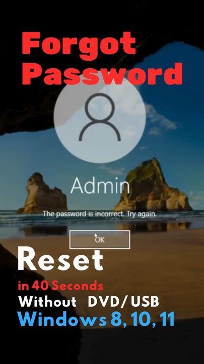 Reset Forgotten Password Windows 8 10 11 Shorts Pc Reset Youtubeshorts Password Youtube