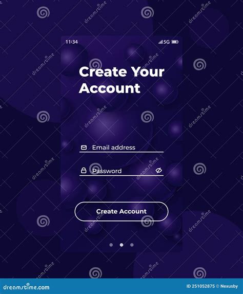 create account app screen ui design vector stock vector