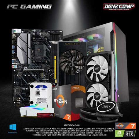 Jual PC GAMING AMD RYZEN 7 5800X RTX3060 12GB RAM 16GB SSD 256GB HDD 2TB Di Seller DENZCOMP