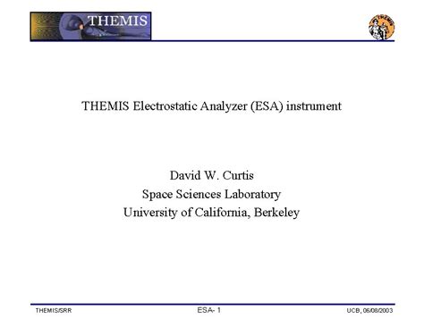 Themis Electrostatic Analyzer Esa Instrument David W Curtis