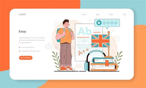 English Class Web Banner Or Landing Page Study Foreign Languages Stock