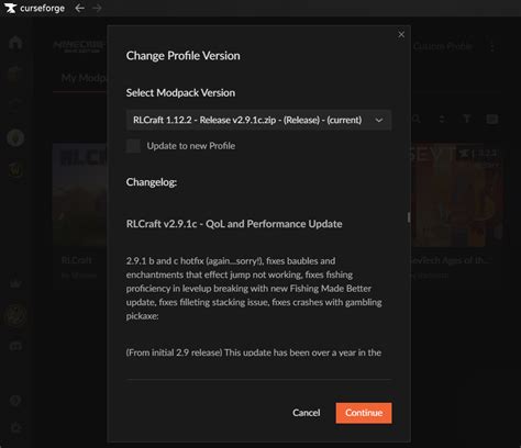 How to Update/Change a Modpack's Version: CurseForge support