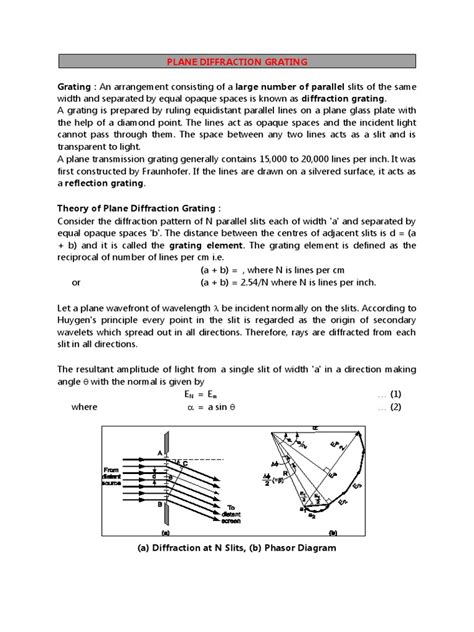 Plane Diffraction Grating Download Free Pdf Diffraction Physical Chemistry
