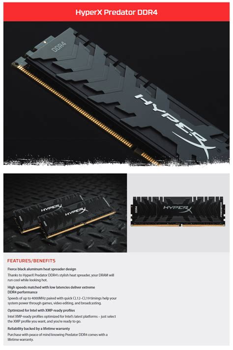 Buy Kingston Hyperx Predator 16gb 2x8gb 3200mhz Cl16 Ddr4 [hx432c16pb3k2 16] Pc Case Gear