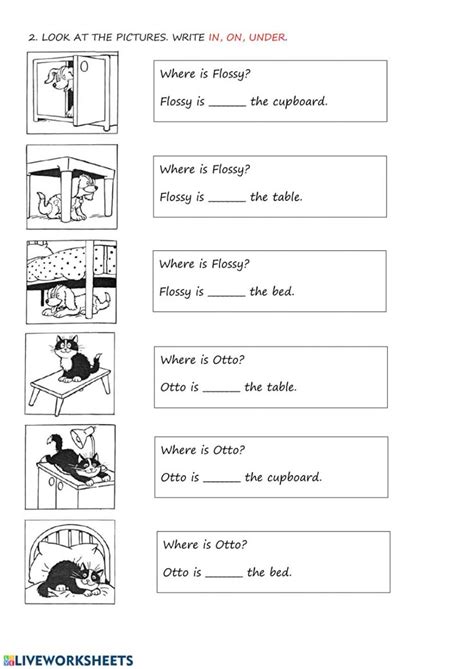 In On Under Prepositions Of Place Worksheet English Worksheets For