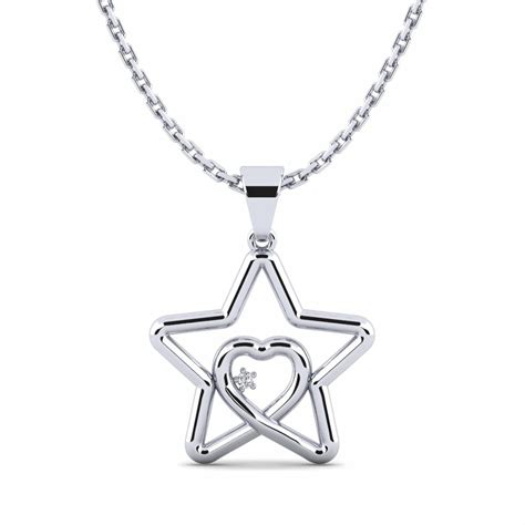 Womens Pendant Basalt In 0008 Carat Round Cut 9ct White Gold Diamond