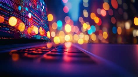 Neon Glowing Purple Background With Abstract Programming Code Displayed On A Black Laptop Screen