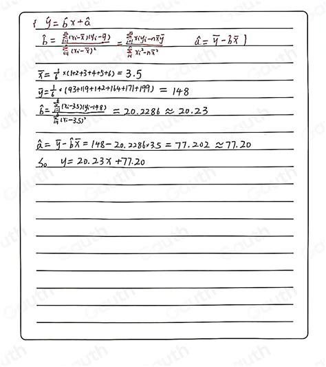 Solved Linear Regression Use Linear Regression To Find The Equation