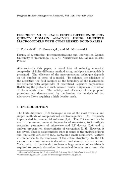 Pdf Efficient Multiscale Finite Difference Frequency Domain Analysis Using Multiple