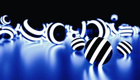 Premium Photo Striped Glowing Sphere Balls In Random Position With