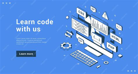 Premium Vector Learn Code With Us Programming School Internet