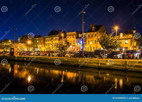Shops And Restaurants At Night In Fells Point Baltimore Maryland
