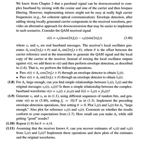 Solved We Know From Chapter That A Passband Signal Can Be Chegg Com