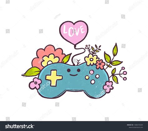 Cool Cute Joystick Love Kawaii Style Stock Illustration 1488376304