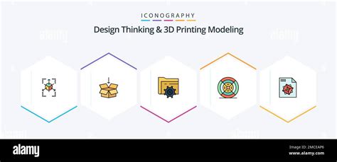 Design Thinking And D Printing Modeling 25 Filledline Icon Pack Including Processingd Print