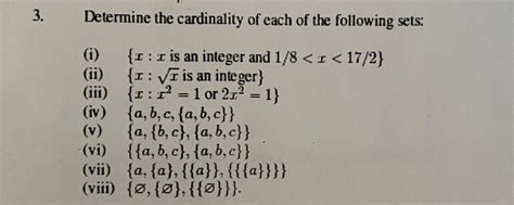 Solved Determine The Cardinality Of Each Of The Following