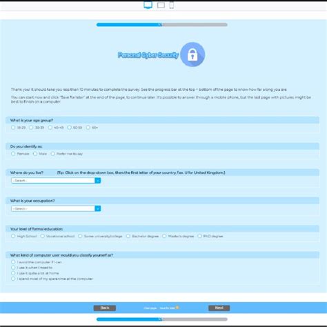 Screenshot Of The Personal Cyber Security Survey Download Scientific Diagram