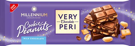 Шоколад молочный Millennium Very Peri с начинкой печеньем и арахисом 270 г 4820240035701