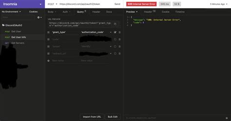 Post To Oath2token Results In A 500 Return · Issue 2426 · Discord