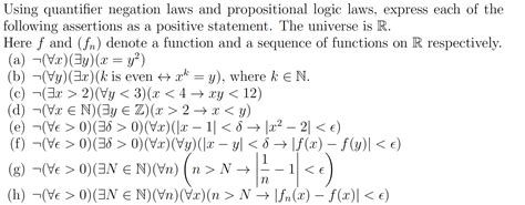 Solved Using Quantifier Negation Laws And Propositional