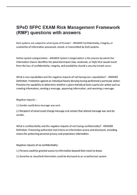 Sped Sfpc Exam Risk Management Framework Fitsp Stuvia Us