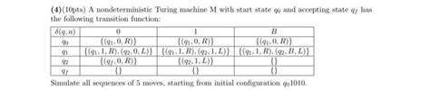 solved 4 10pts a nondeterministic turing machine m with