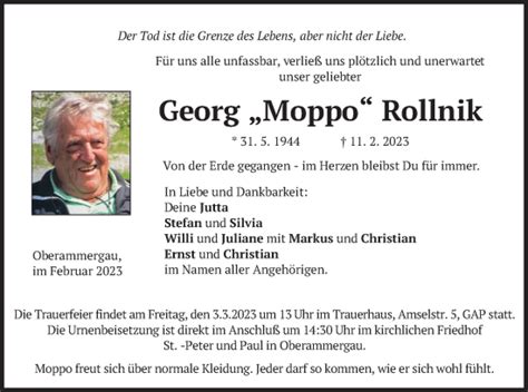 Traueranzeigen Von Georg Rollnik Trauermerkurde