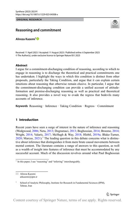 Reasoning And Commitment