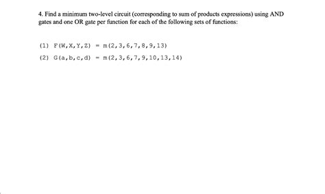 solved 4 find a minimum two level circuit corresponding to