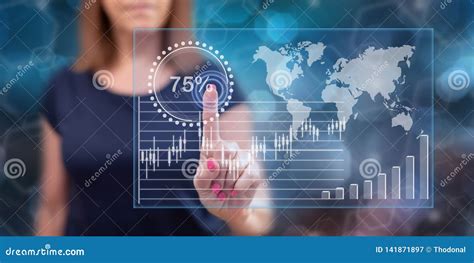 Woman Touching A Digital Graph Stock Image Image Of Innovation Hologram