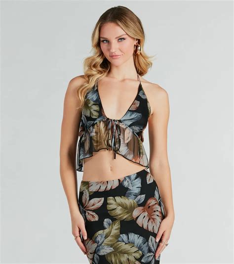 Womens Black Crop Tops And Windsor