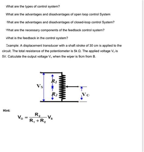 solved what are the types of control systems what are the advantages