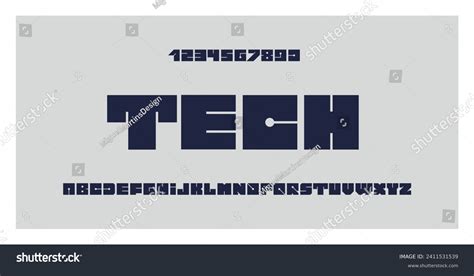 Tech Font Futuristic Alphabet Technology Engineering Stock Vector